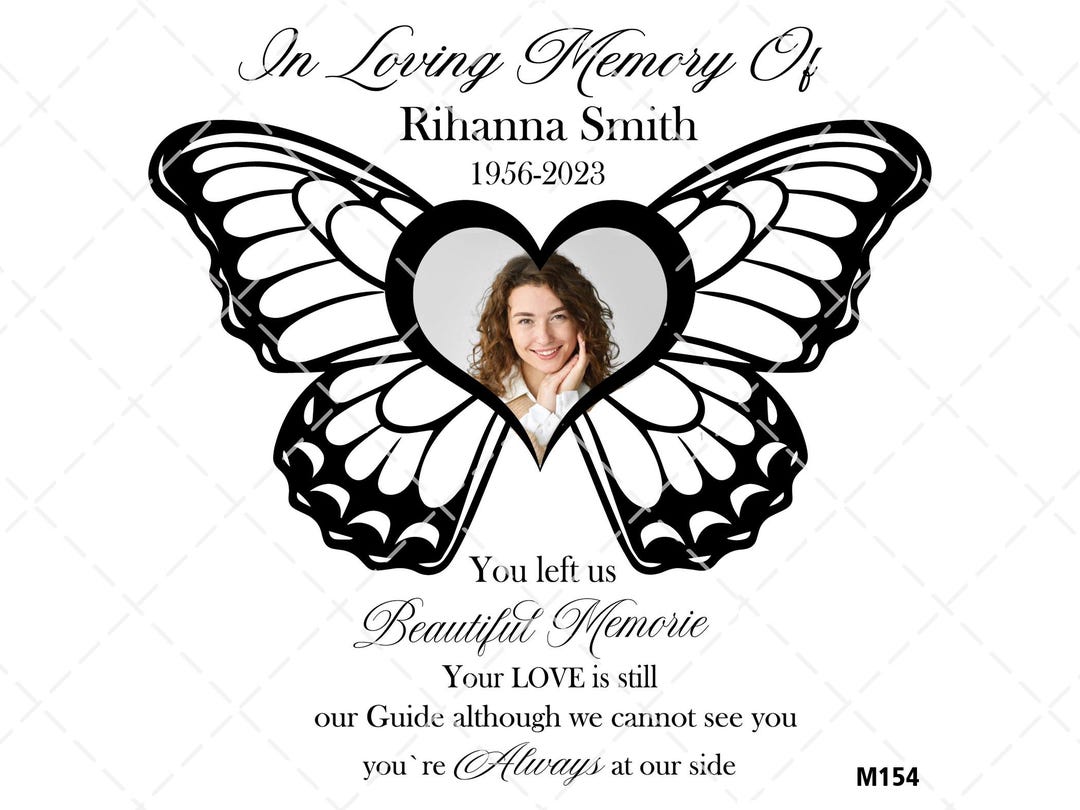 You Left Us Beautiful Memory SVG PNG Heart in Butterfly Memorial Poem ...
