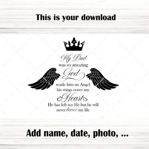 God Made My Dad an Angel King Dad Svg Png in Loving Memory Quote for ...
