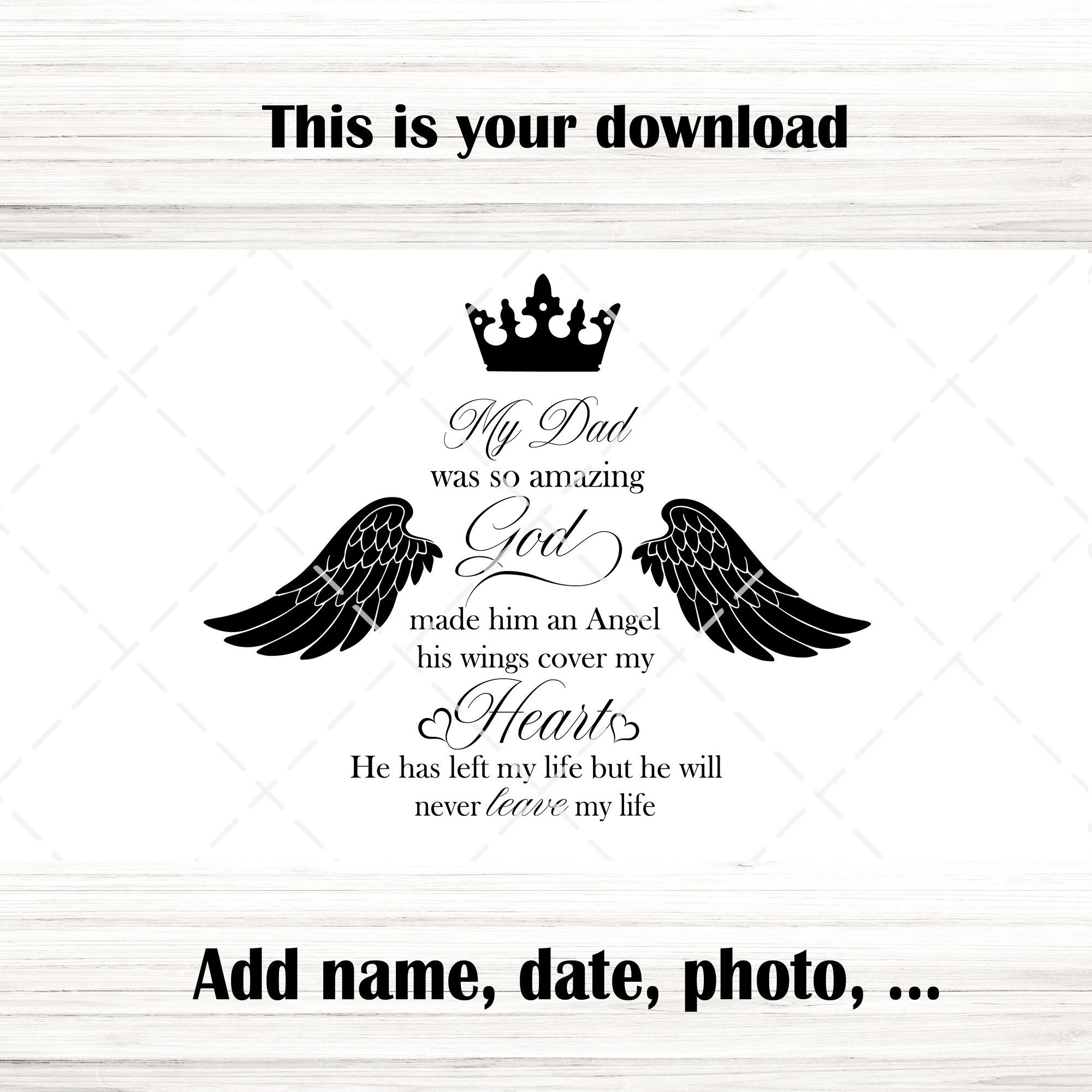 Dad Angel Wing Memorial Quote SVG PNG (digital Download) - Etsy