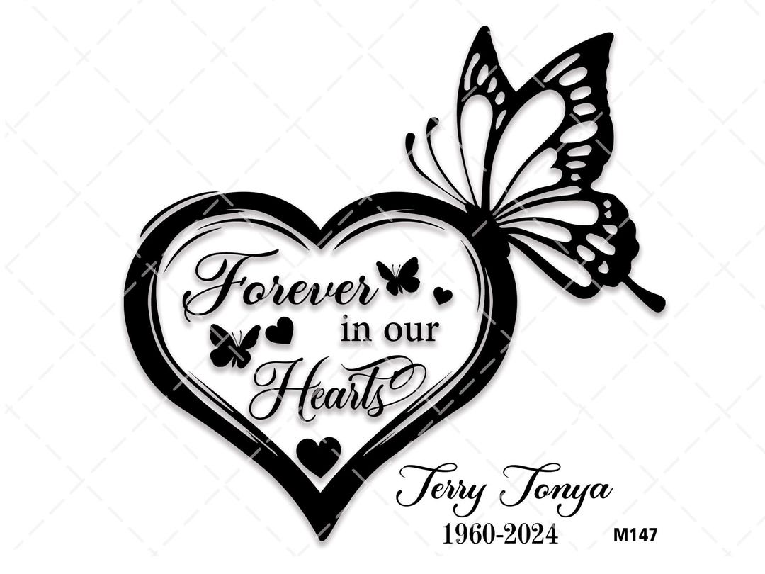 Forever in Our Hearts Quotes SVG PNG Heart With Butterfly Symbol in ...