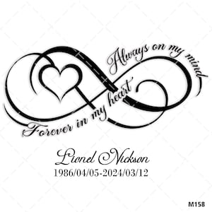 Always on My Mind Forever in My Heart Memorial SVG PNG Forever Tato ...