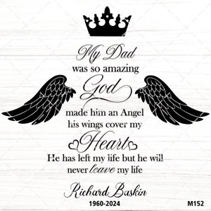 God Made My Dad an Angel King Dad Svg Png in Loving Memory Quote for ...