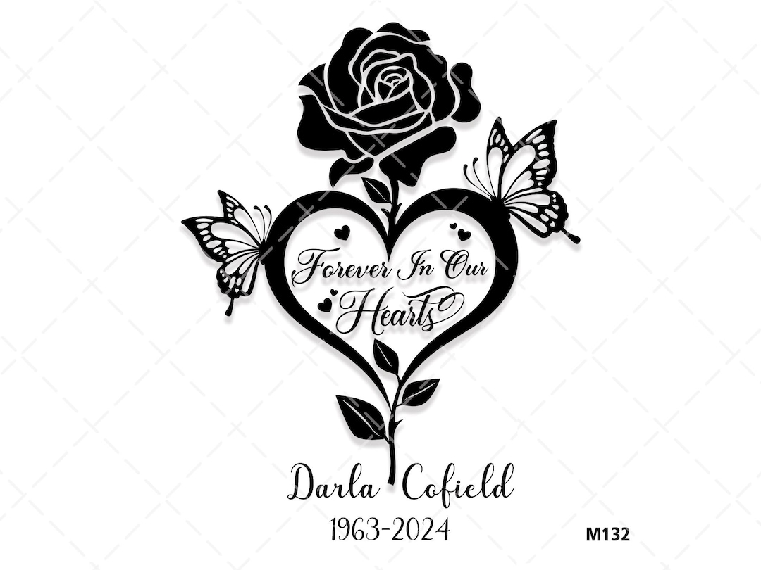 Forever in Our Hearts Rose & Butterfly Memorial SVG PNG (digital ...