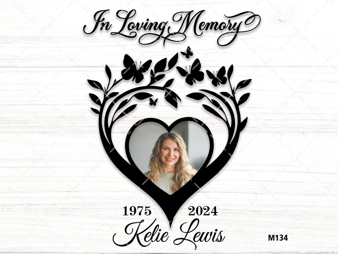 In Loving Memory Tree Branches Heart Picture Frame With Butterfly SVG ...