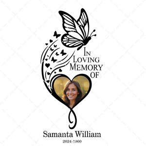 Memorial Butterfly Heart Svg, Customizable Template (SVG, PNG) - Etsy