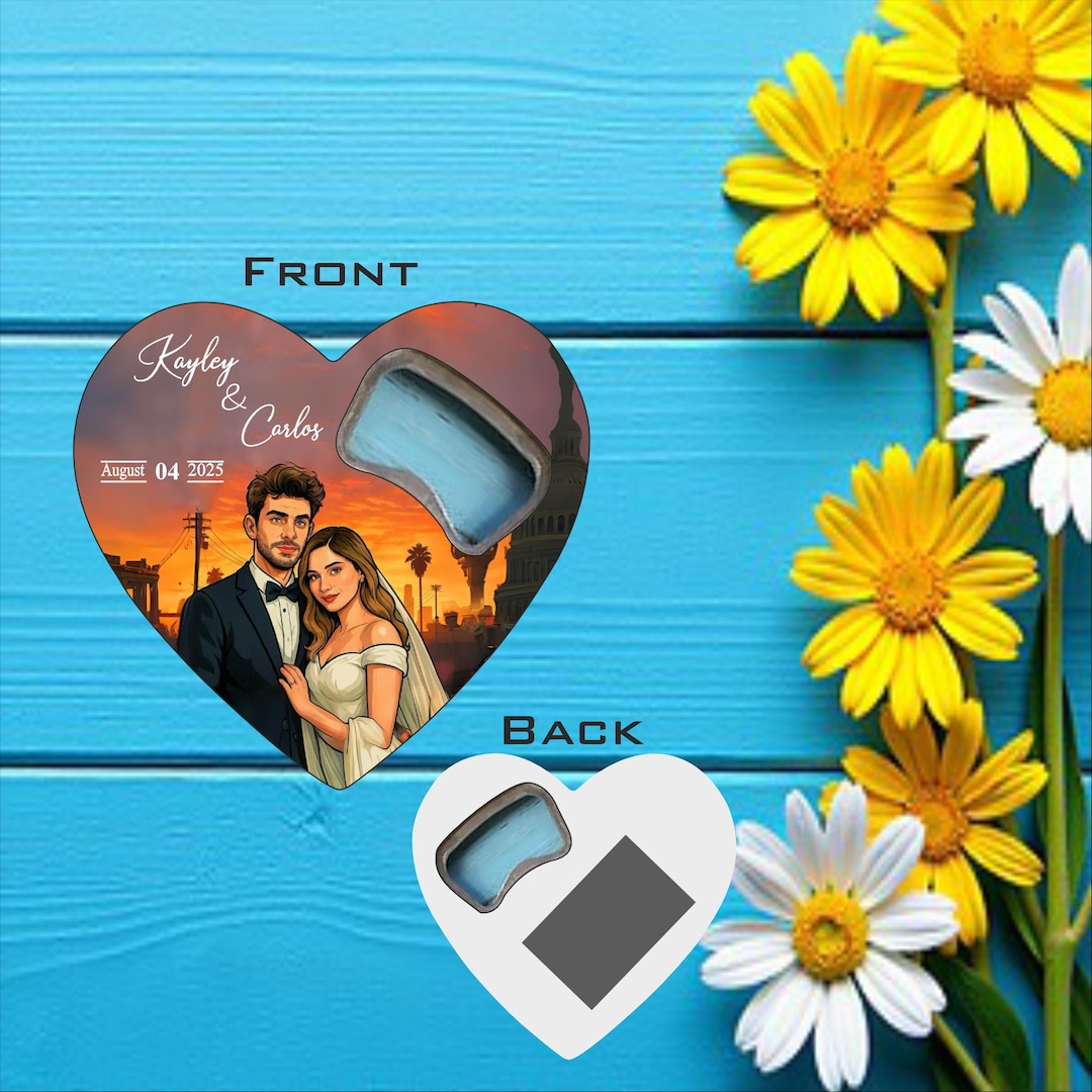 Custom Bride Groom Cartoon Magnet, Wedding Favors, Personalized Fridge ...