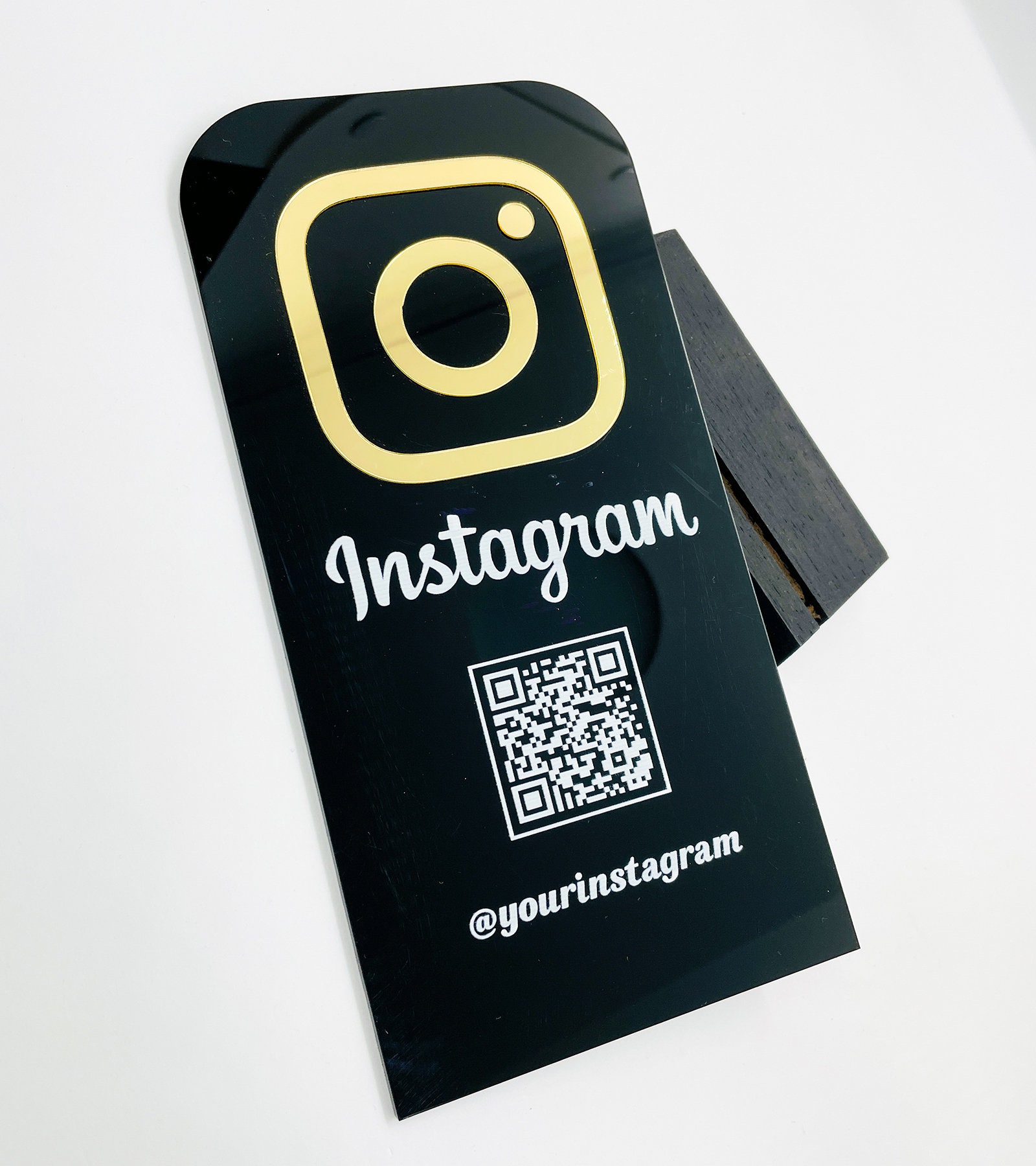Personalized Wooden Instagram Stand With Custom QR Code for Enhanced ...