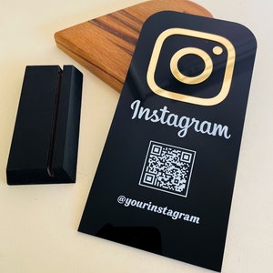 Personalized Wooden Instagram Stand With Custom QR Code for Enhanced ...