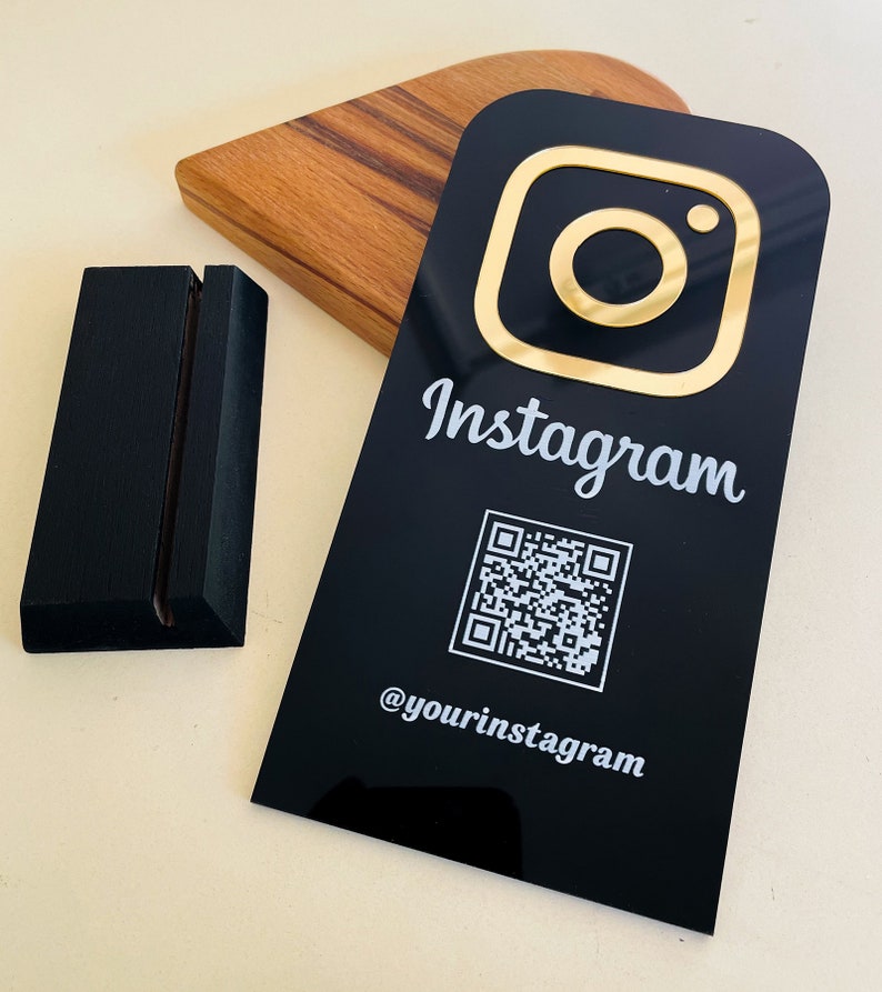 Personalized Wooden Instagram Stand With Custom QR Code for - Etsy
