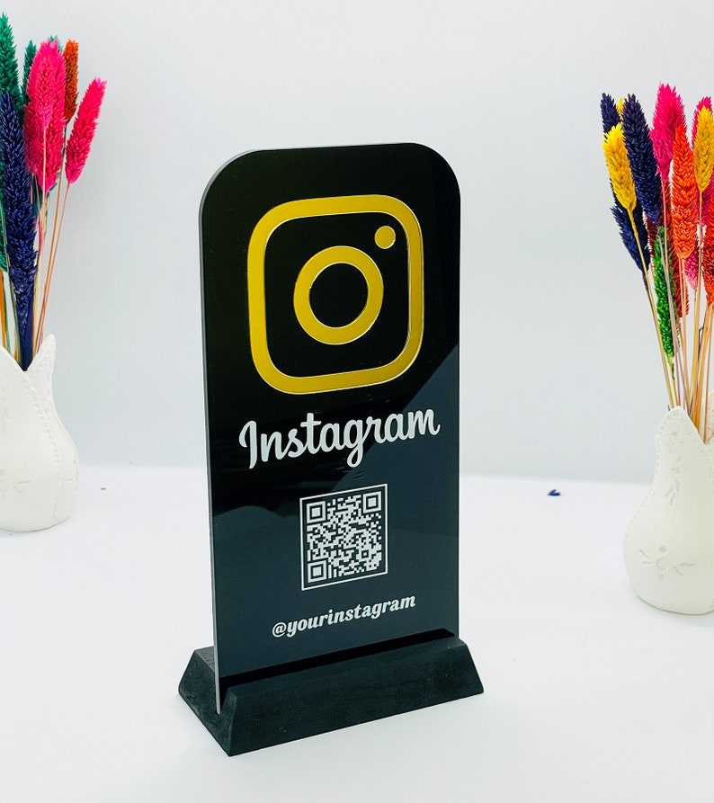 Personalized Wooden Instagram Stand With Custom QR Code for Enhanced ...