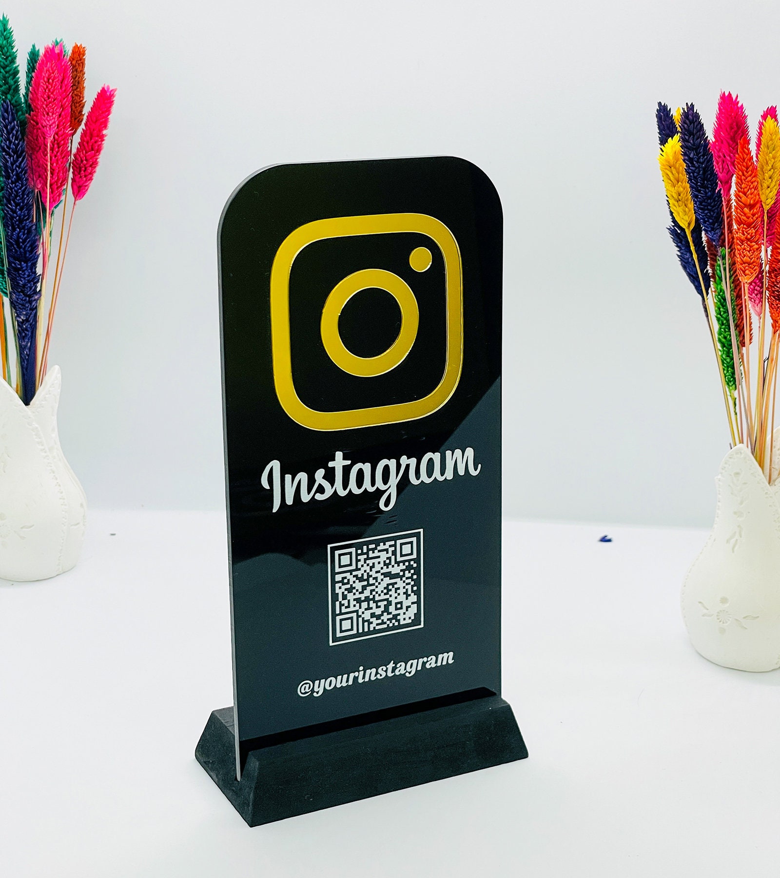 Personalized Wooden Instagram Stand With Custom QR Code for Enhanced ...