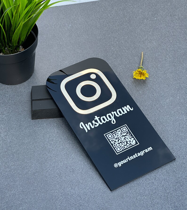 Personalized Wooden Instagram Stand With Custom QR Code for Enhanced ...