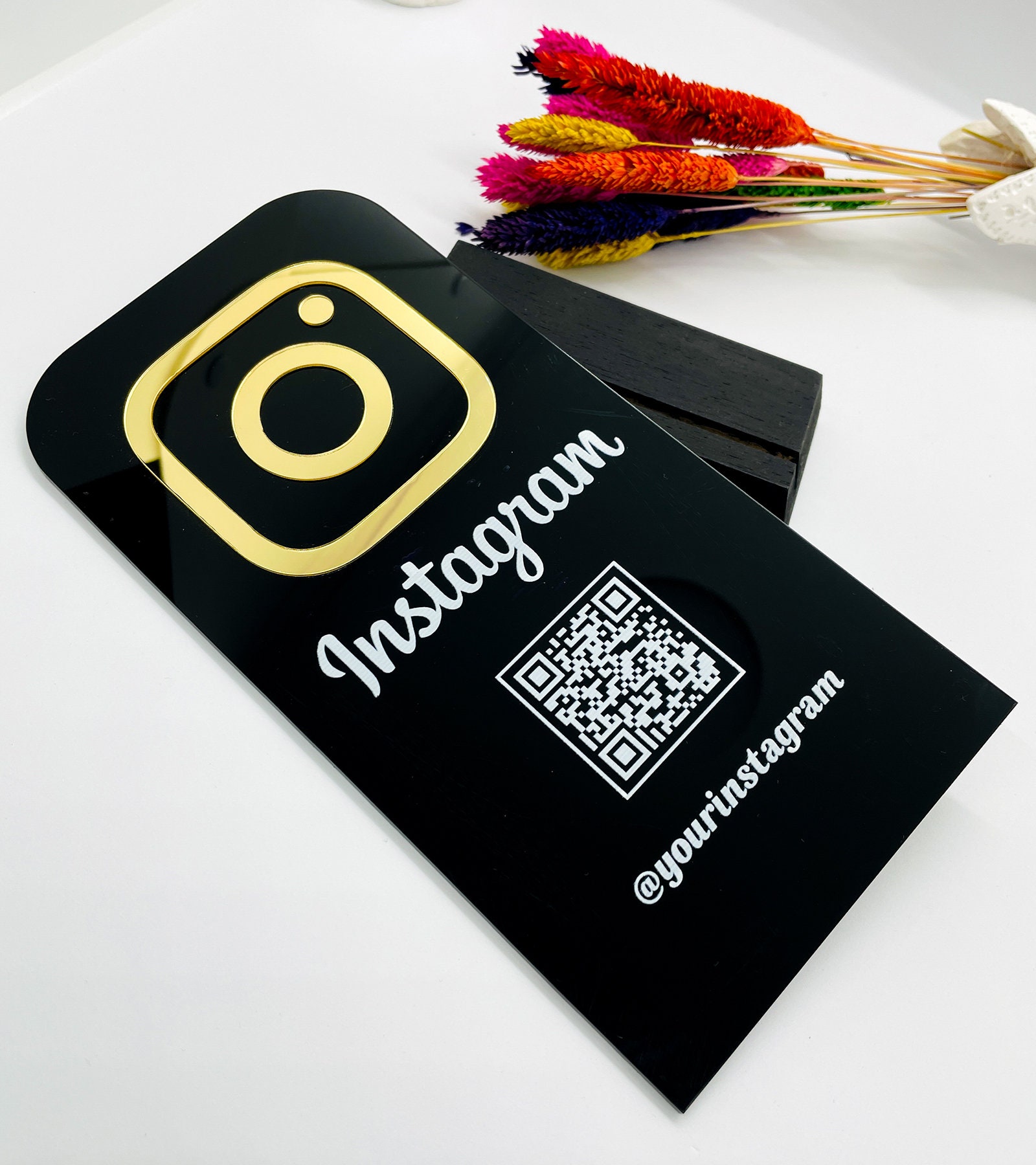 Personalized Wooden Instagram Stand With Custom QR Code for Enhanced ...