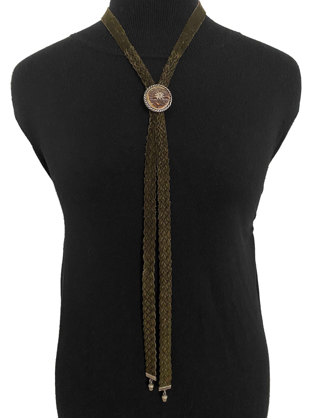 Traditional Bolo-tie Horn and Silver Colored Metal on Genuine - Etsy