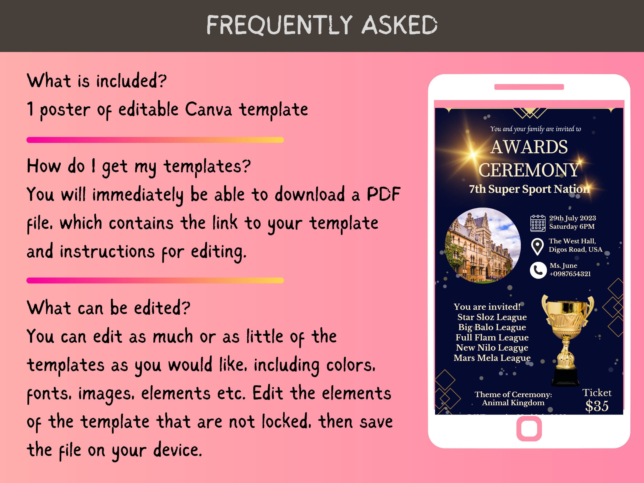 Stars Award Ceremony | Invitation | Poster | Canva Digital Template ...