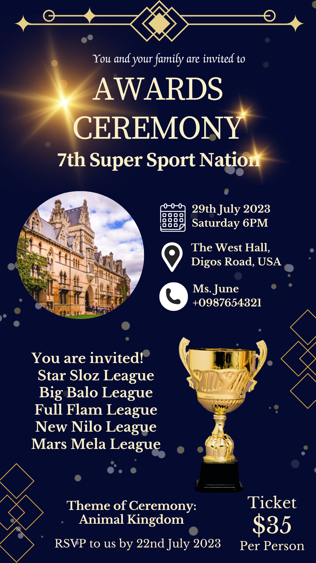 Stars Award Ceremony | Invitation | Poster | Canva Digital Template ...