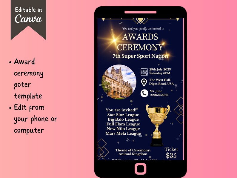 Stars Award Ceremony | Invitation | Poster | Canva Digital Template ...