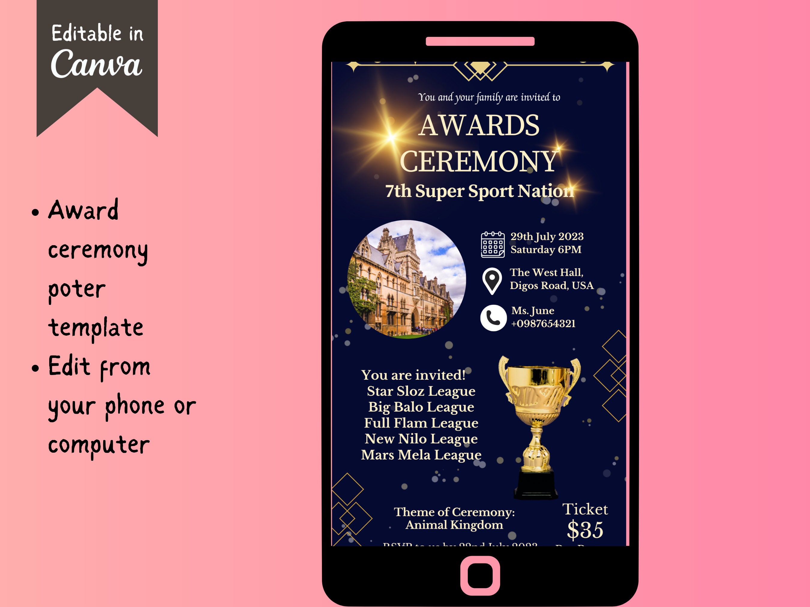 Stars Award Ceremony | Invitation | Poster | Canva Digital Template ...