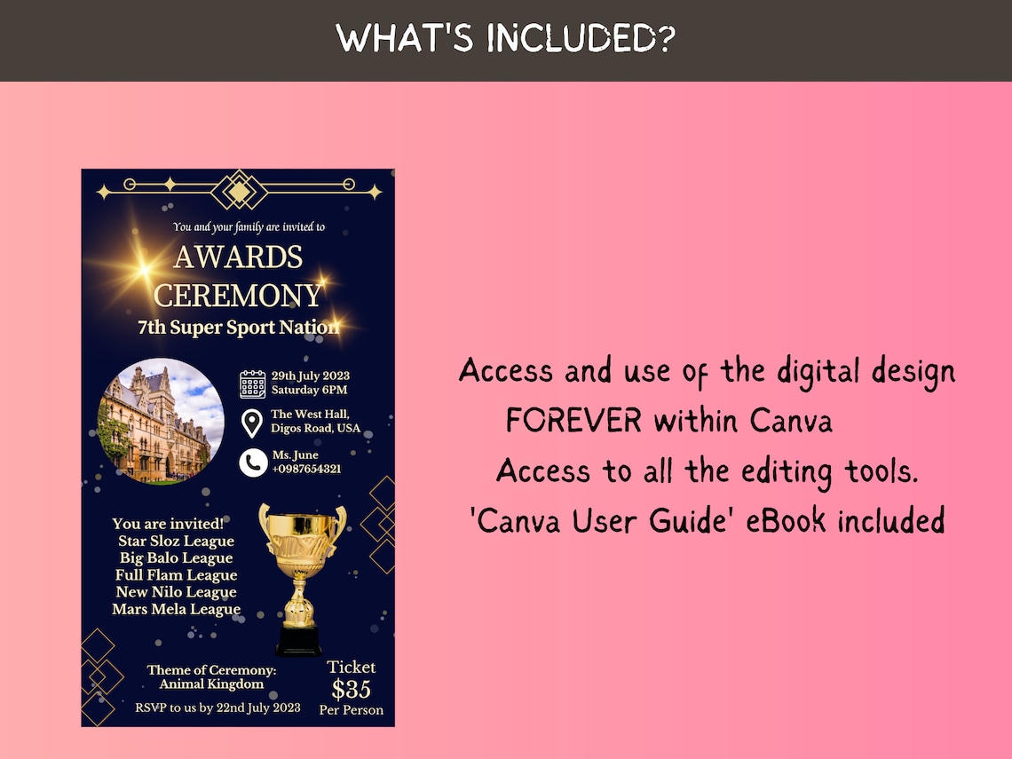 Stars Award Ceremony | Invitation | Poster | Canva Digital Template ...