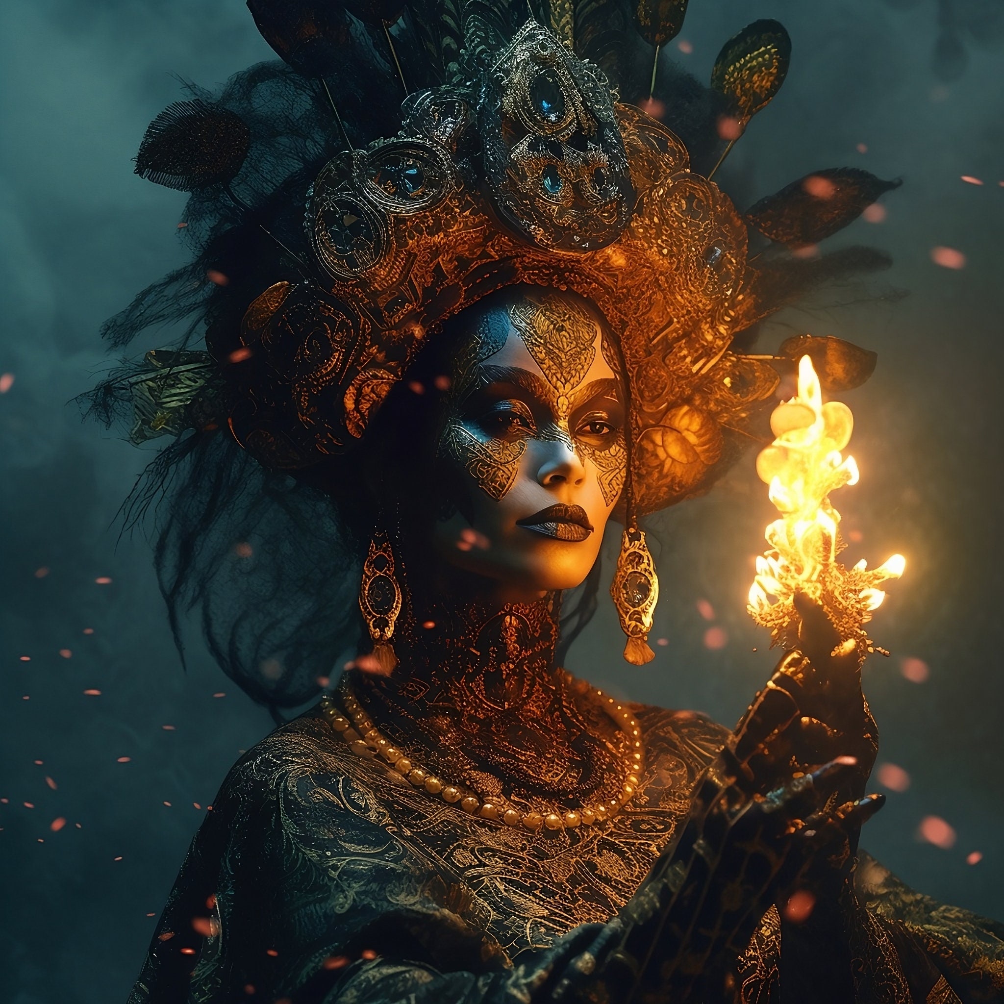 Dark Witch Creating Fire, Witch Art, Fire Art, Dark Art - Etsy