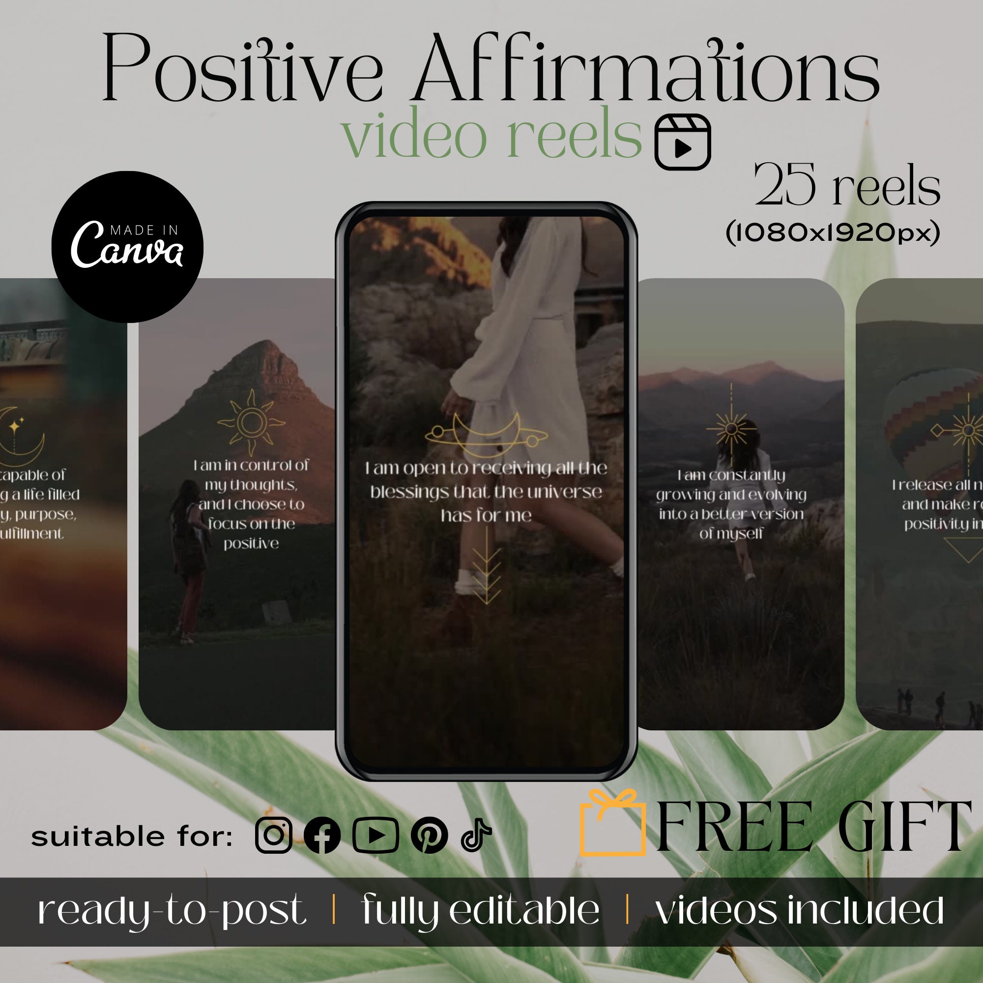 Instagram Video Reel Templates Canva, Inspirational Quote Pack ...