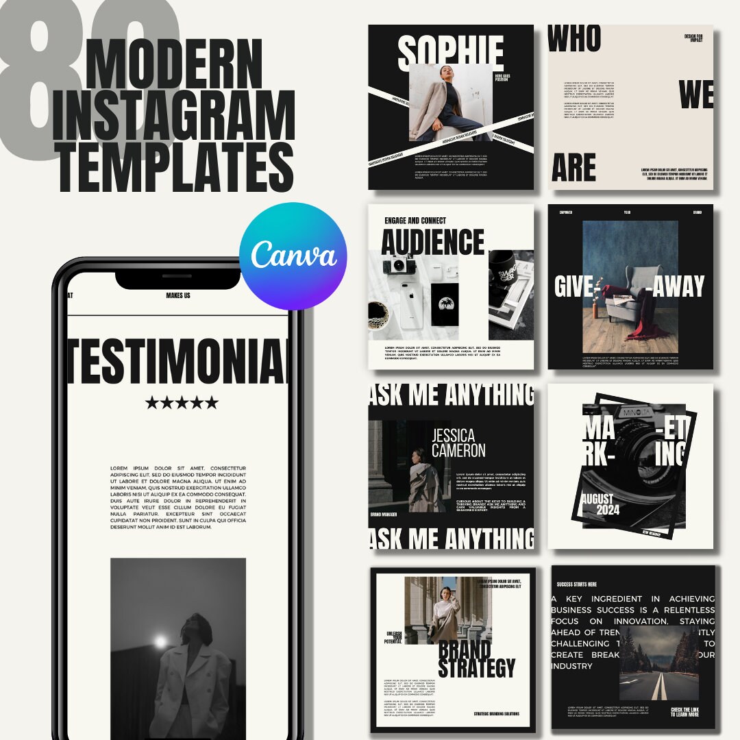 80 Bold Instagram Templates, Branding Instagram Templates, Post, Story ...