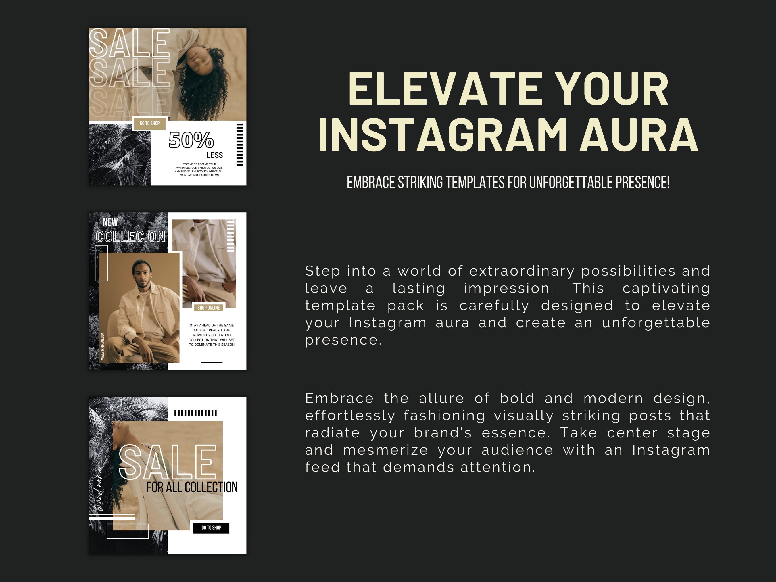 Sculptured Fashion Instagram Templates, Canva Instagram Designe ...