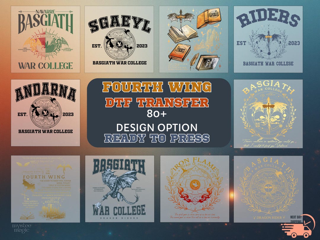 Fourth Wing Dtf Transfer Bundle, Basgiath War Collage Design Ready to ...