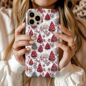 Festive Christmas Tree Phonecase Berries & Snow Patterns Christmas Gift ...