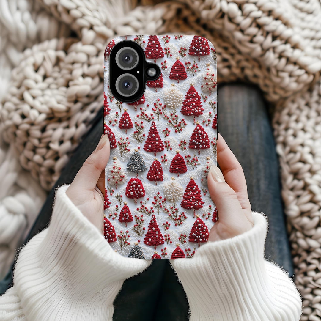 Festive Christmas Tree Phonecase Berries & Snow Patterns Christmas Gift ...