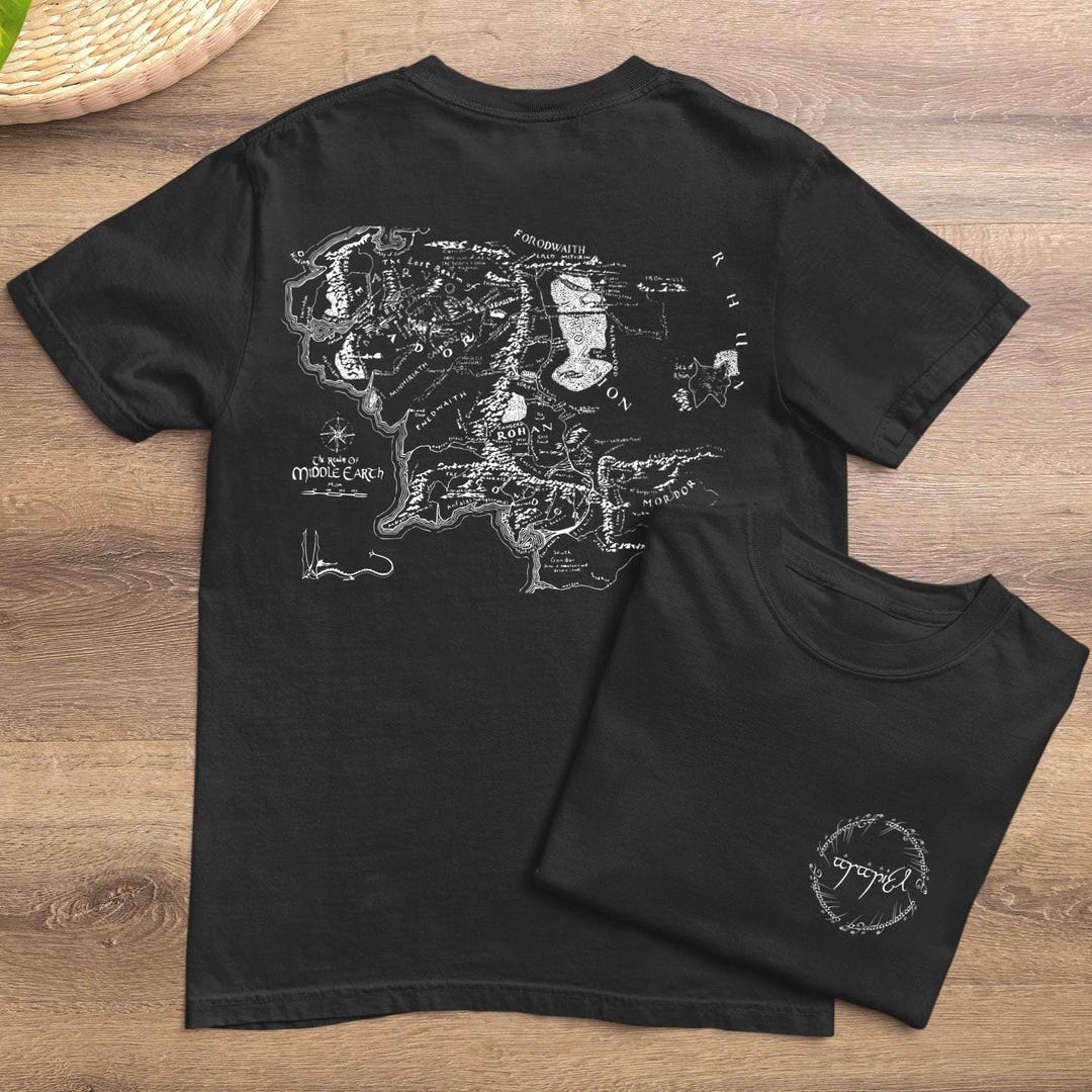 Middle Earth Map Shirt – Tolkien Fan Tee – Custom LOTR Gift – Elvish ...