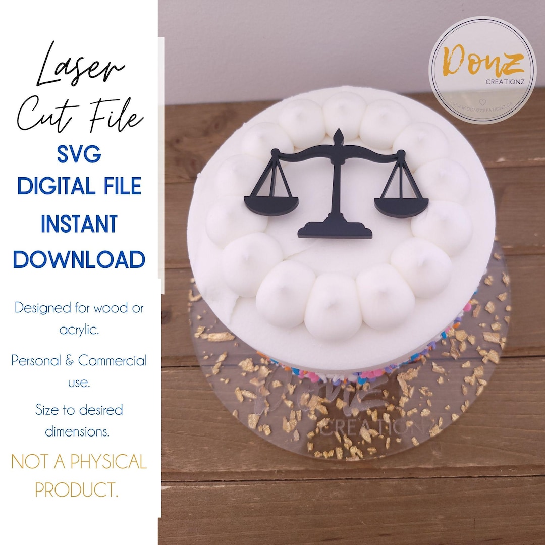 DIGITAL FILE! Scales of Justice Cake Charm | Cake Plaque | Graduation ...