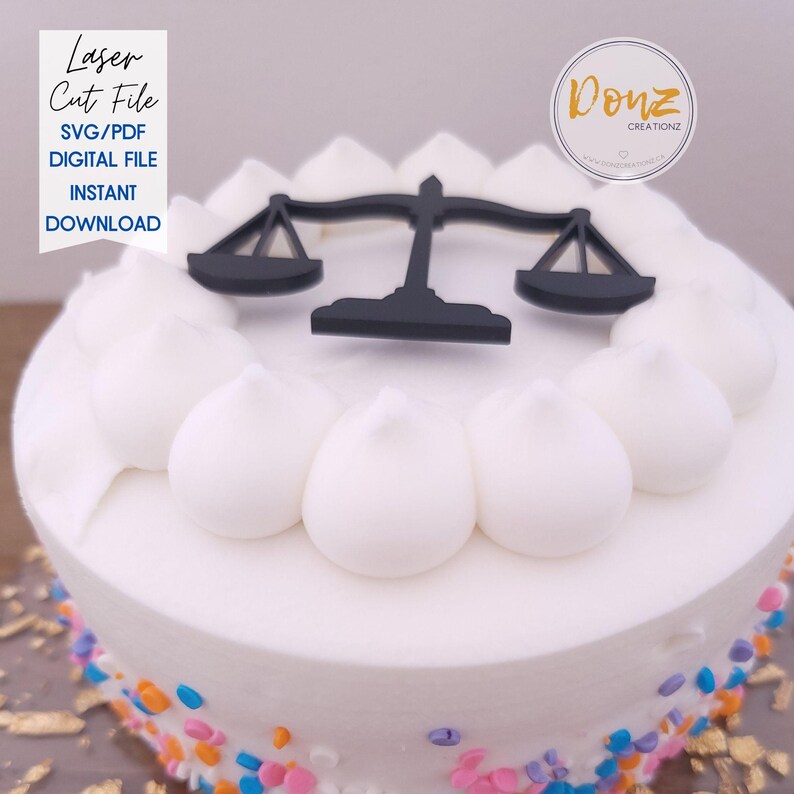 DIGITAL FILE! Scales of Justice Cake Charm | Cake Plaque | Graduation ...