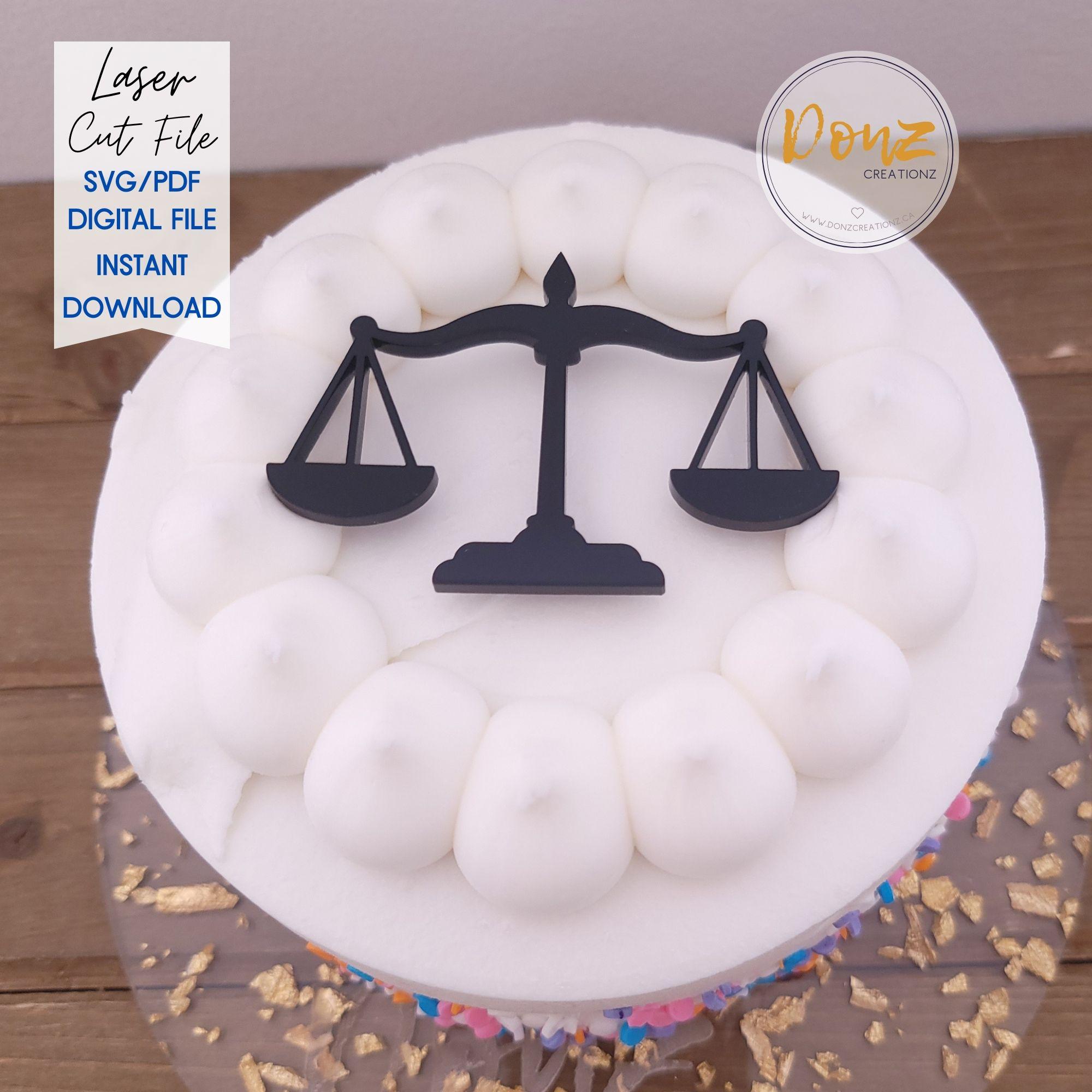 DIGITAL FILE! Scales of Justice Cake Charm | Cake Plaque | Graduation ...