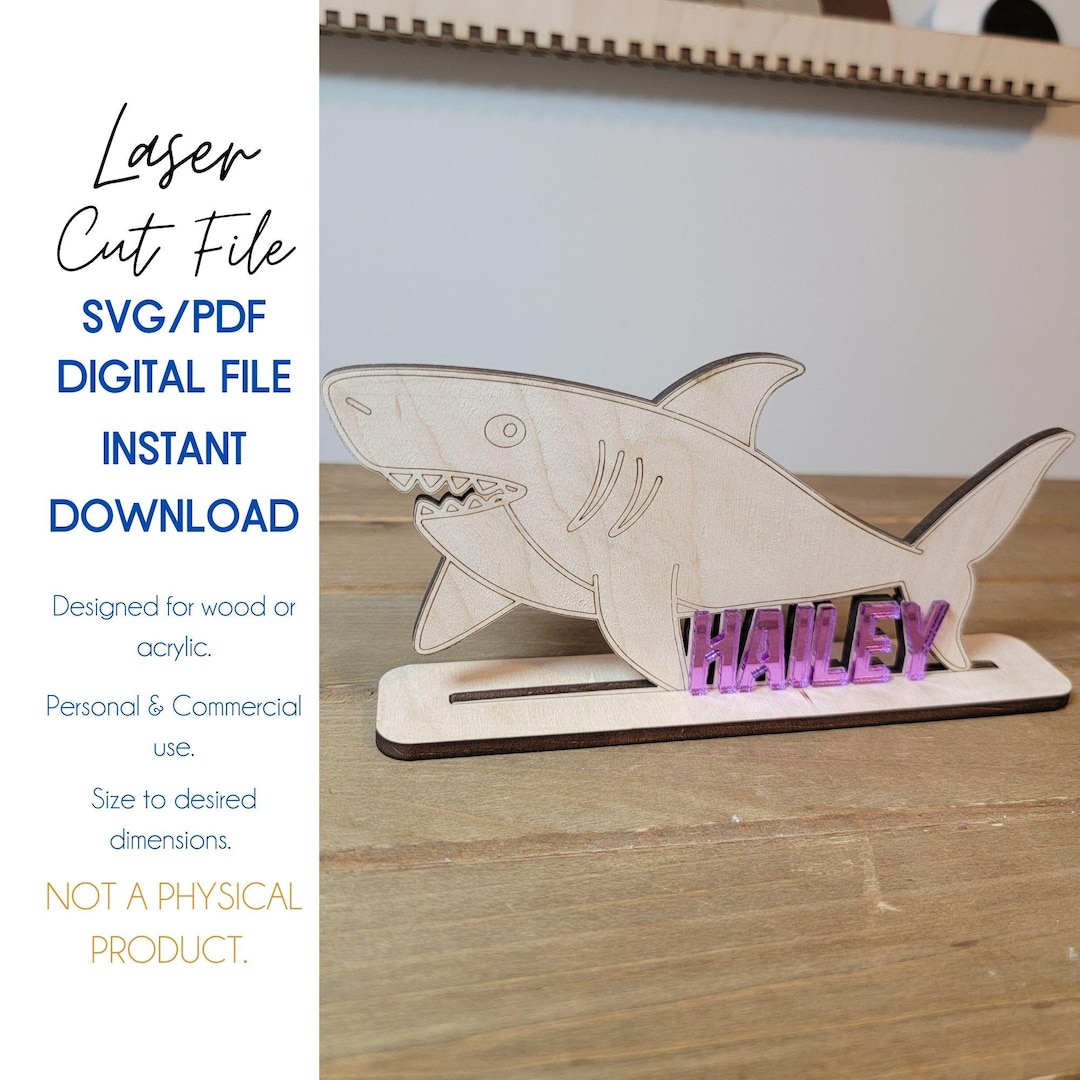 Shark Desk Sign Laser Cut File SVG (digital Download) - Etsy