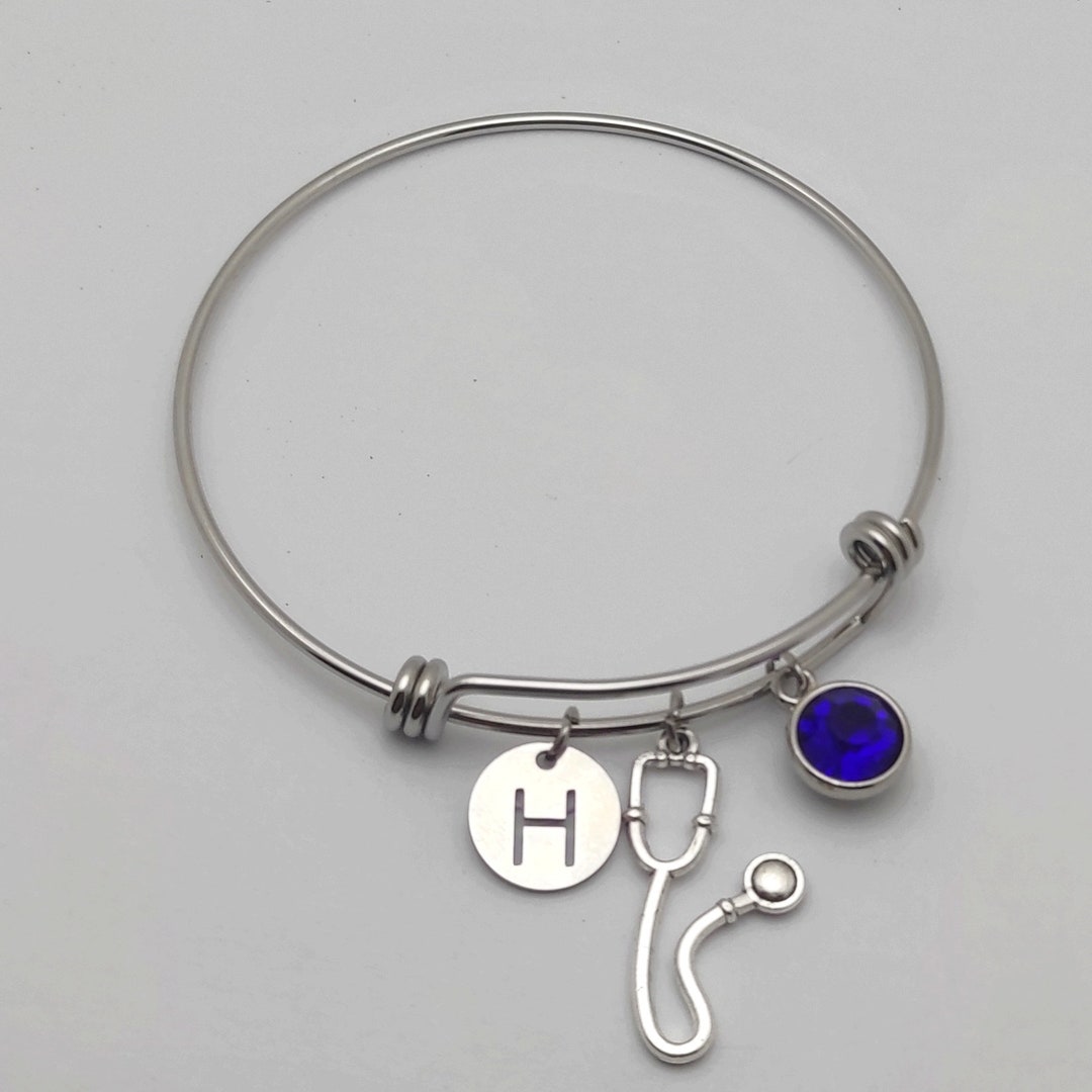 Stethoscope Bracelet, With Personalized Birthstone, Medical Graduation ...