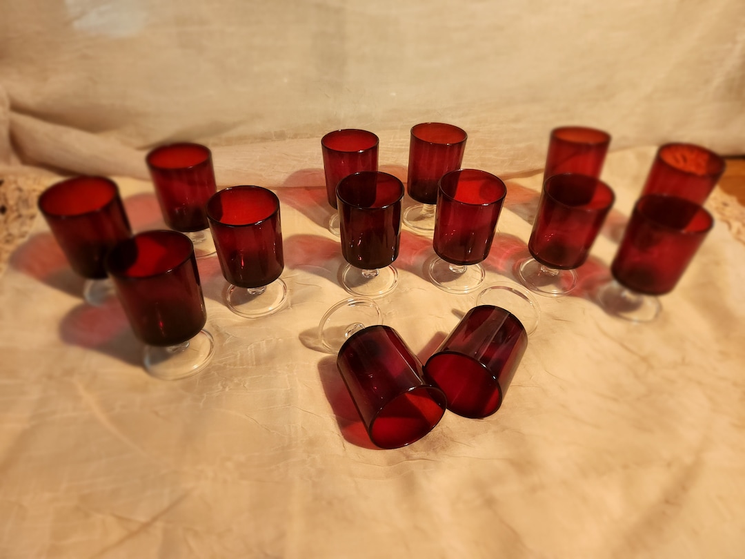 Ruby Red LUMINARC Small Vintage Wine Glasses, Set of 14 - Etsy