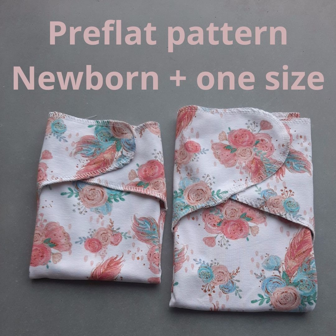 Preflat Bundle Sewing Pattern One Size Newborn Pattern Preflat Prefold Fitted Cloth Diaper Baby ...