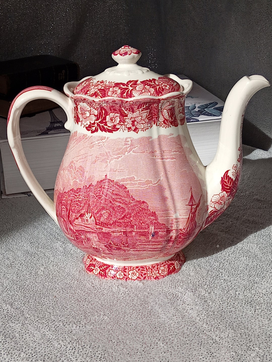 Palissy Pottery England. Thames River Scenes Erith.kent. Vintage Red ...