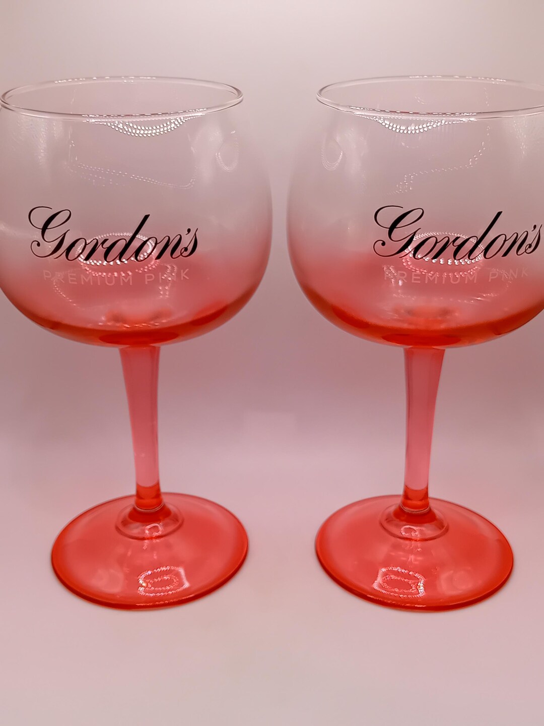Gordons Premium Pink Gin Glasses- Pair , Pink Stems. - Etsy