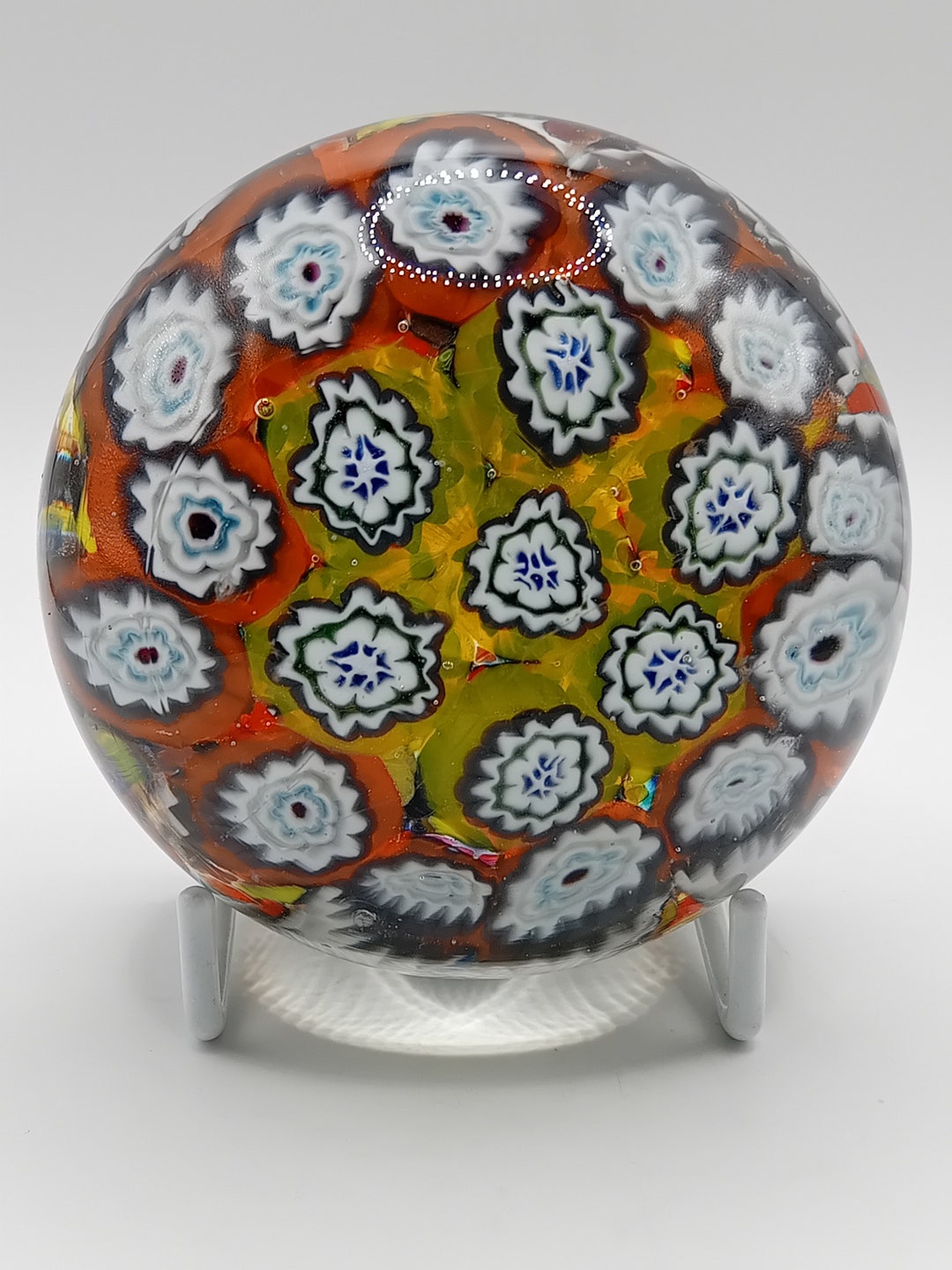 Large Art Glass Paperweight - Millifiori - Etsy