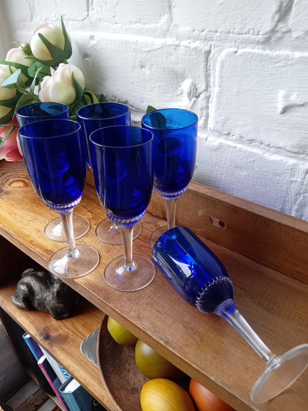 Vintage Set of 6 Cobalt Blue Sherry / Liqour Glasses. - Etsy