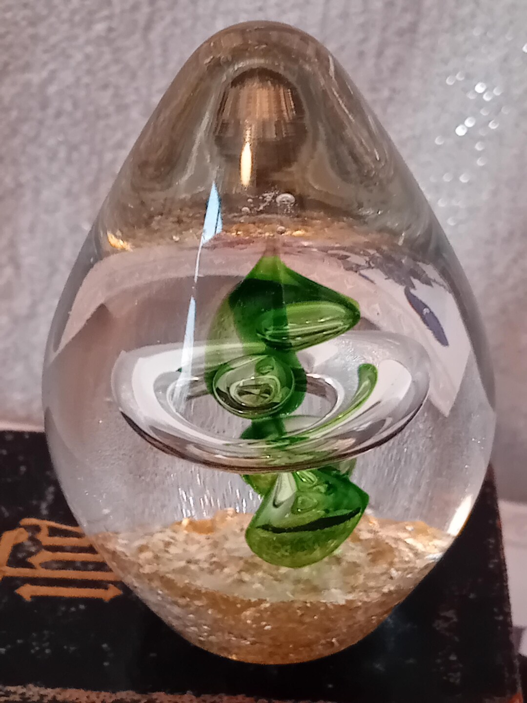 Handmade Green Glass Conical Paperweight. - Etsy