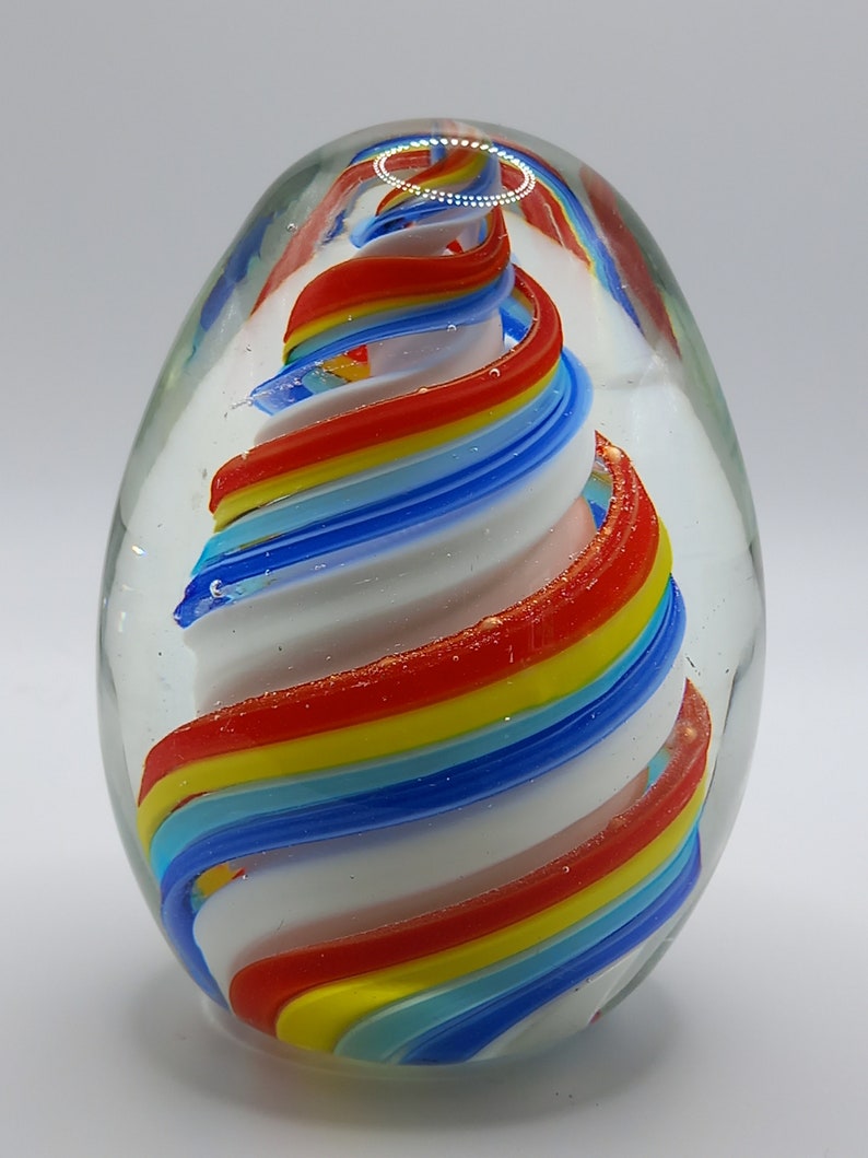 Beautiful Large Candy Striped Egg Shaped Paperweight - Etsy
