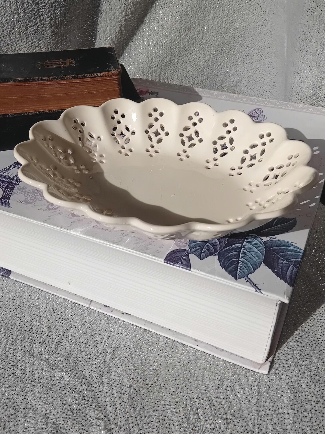 Royal Creamware Fine Pottery Pierced 3 Footed Shallow Oval Dish. - Etsy