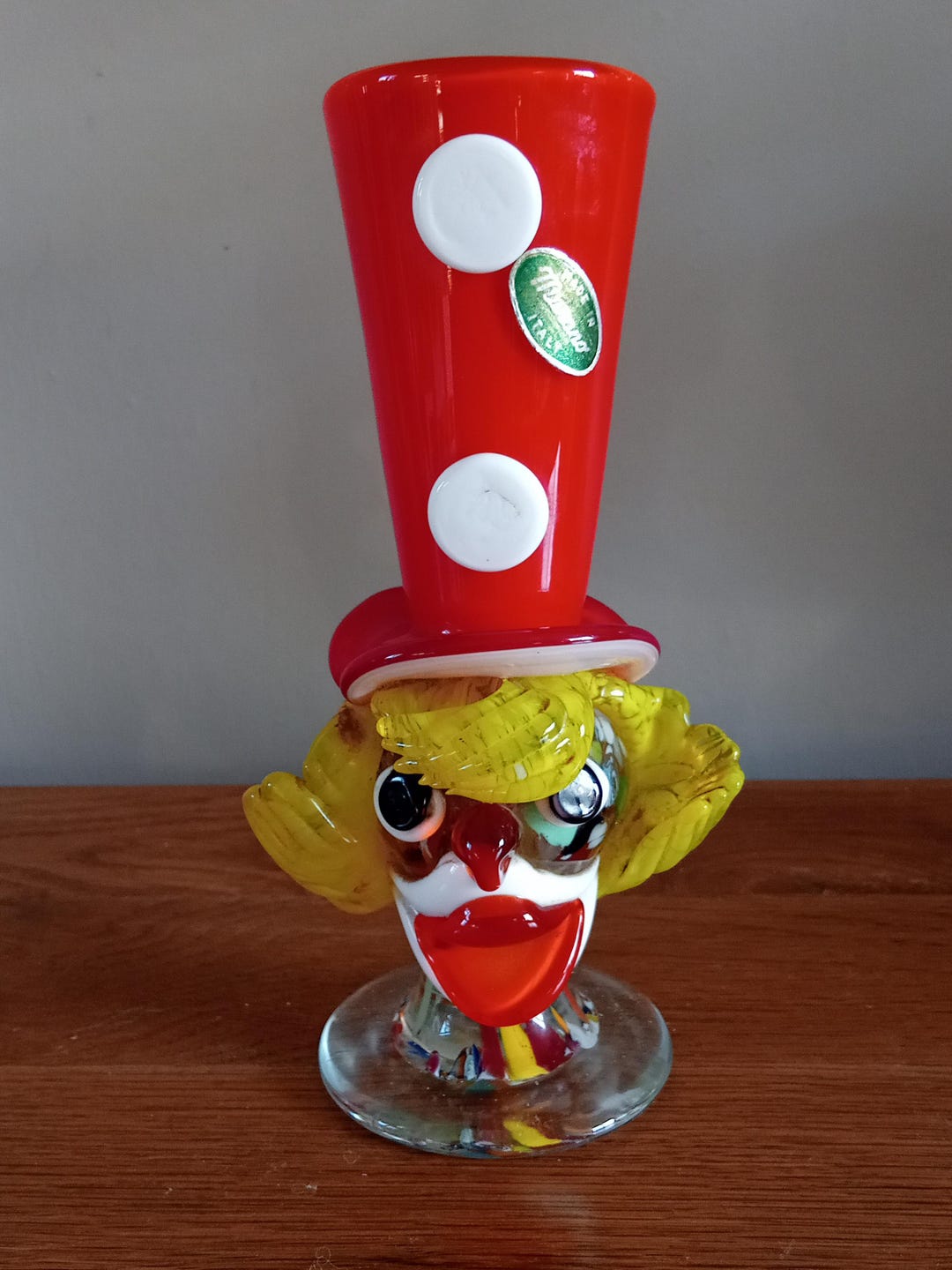 Handmade Murano Glass Clown Vase. Original Label - Rare in Great ...