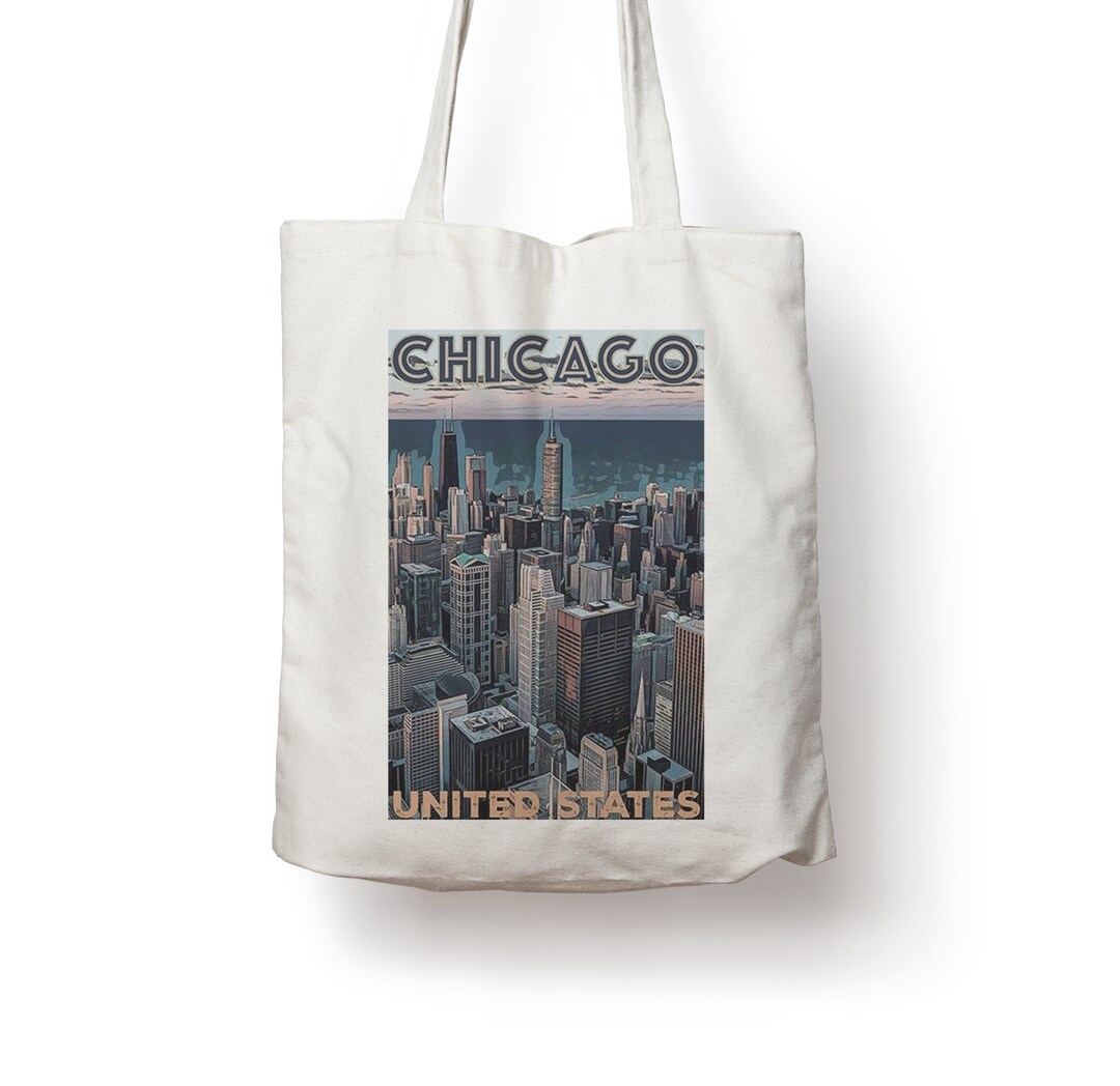 Chicago US Windy City Vintage Travel Poster Cotton Tote Bag - Etsy