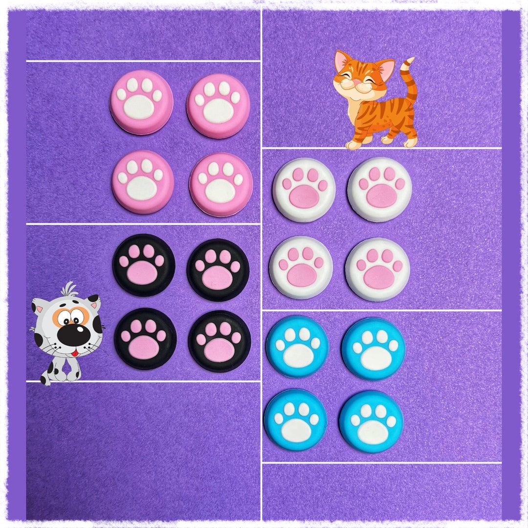 4x Cat Paw Thumb Grips Joystick Controller Analog Stick Rubber Cap ...