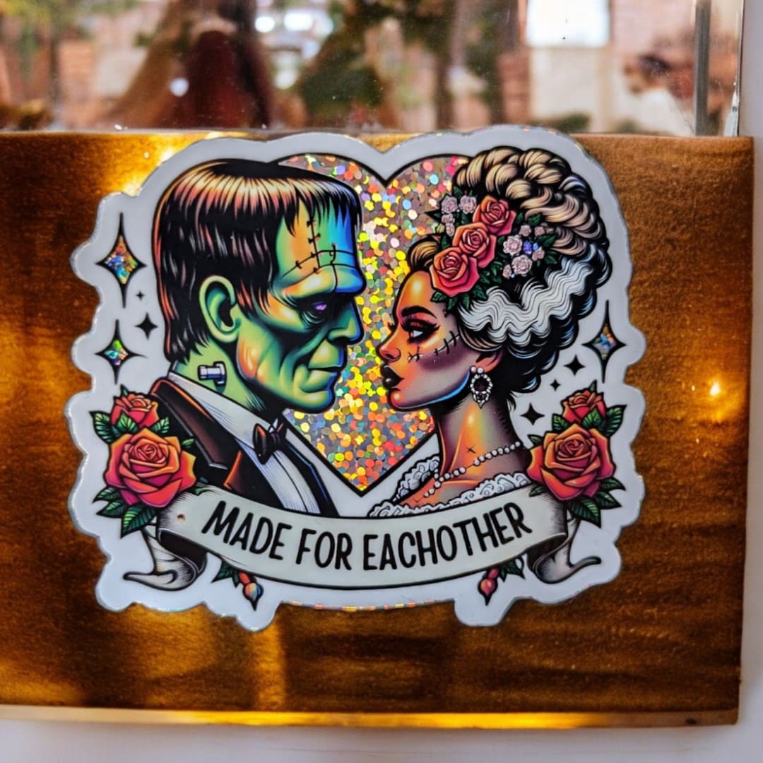 Monster Romance Sticker - Glitter Vinyl Waterproof Frankenstein and ...