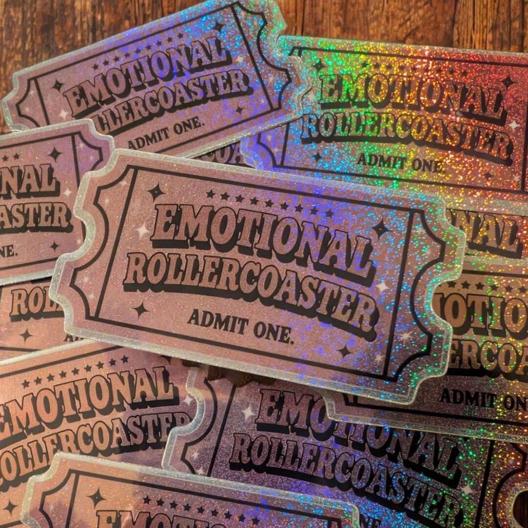 Funny Emotional Rollercoaster Ticket - Pink Glitter Holographic Funny ...